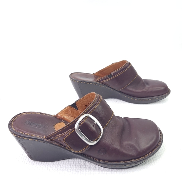 Born | Shoes | Born Hand Crafted Brown Leather Slip On Wedge Heels ...